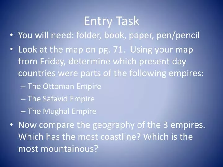 PPT - Entry Task PowerPoint Presentation, free download - ID:5362675