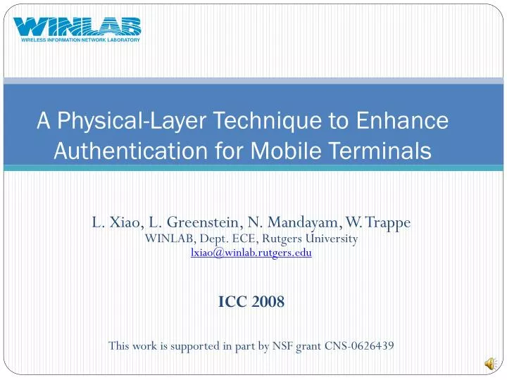 PPT - A Physical-Layer Technique to Enhance Authentication for Mobile Terminals PowerPoint ...