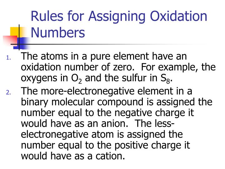 PPT - Chapter 7-2: Oxidation Numbers PowerPoint Presentation - ID:5363940