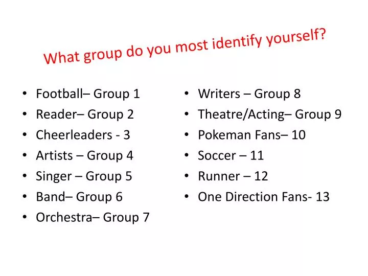 PPT - What group do you most identify yourself? PowerPoint Presentation ...