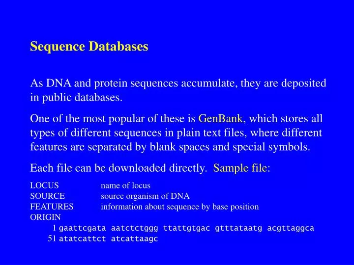 PPT - Sequence Databases PowerPoint Presentation, free download - ID ...
