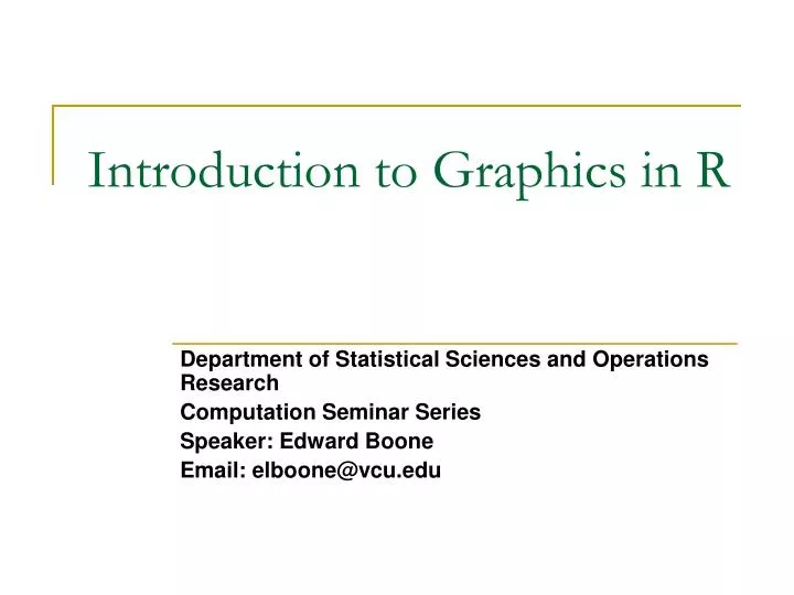 PPT - Introduction to Graphics in R PowerPoint Presentation, free ...