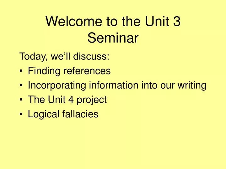 PPT - Welcome to the Unit 3 Seminar PowerPoint Presentation, free ... PPT - Welcome to the Unit 3 Seminar PowerPoint Presentation, free ...